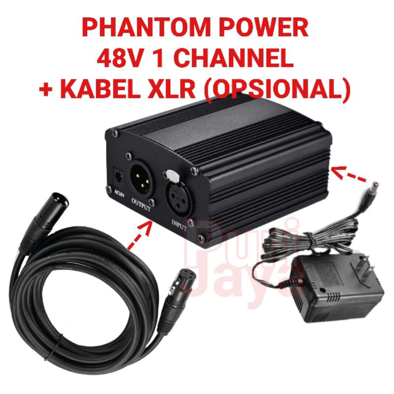 Jual Phantom Power Microphone 1 Channel 48V Condenser Microphone Kabel ...