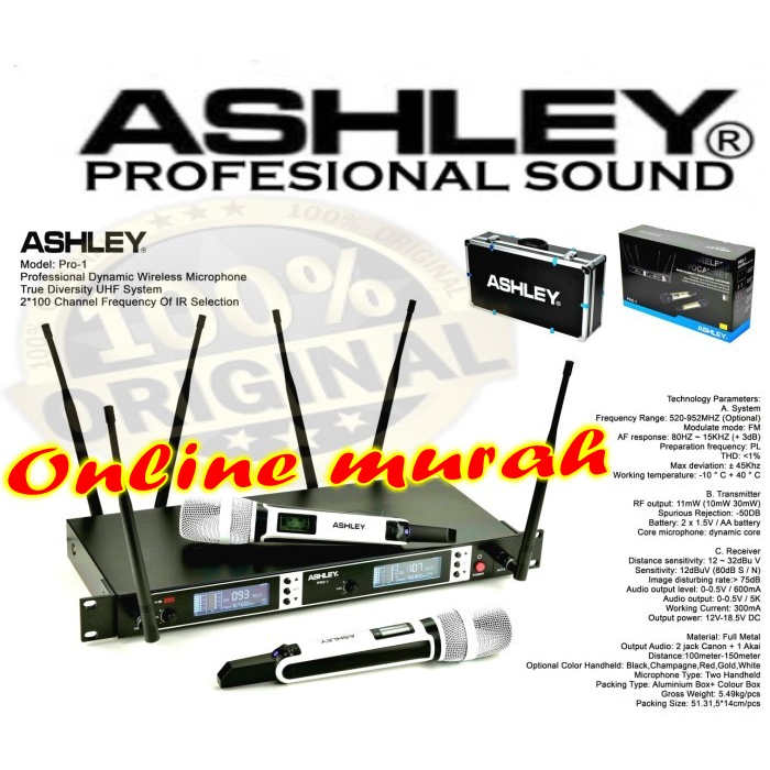 Jual mic wireless ashley pro 1 / pro1 white edition 6 antena original ...