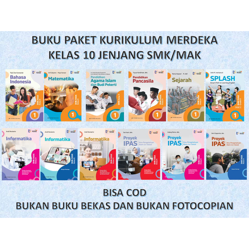 Jual PROMO - BUKU KURIKULUM MERDEKA ERLANGGA KELAS X JENJANG SMK | Shopee Indonesia