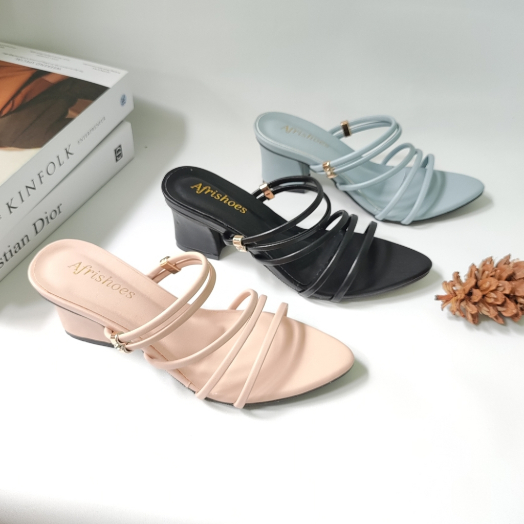 Jual Afrishoes NOVA Sandal Heels Wanita Tali Lancip | Shopee Indonesia