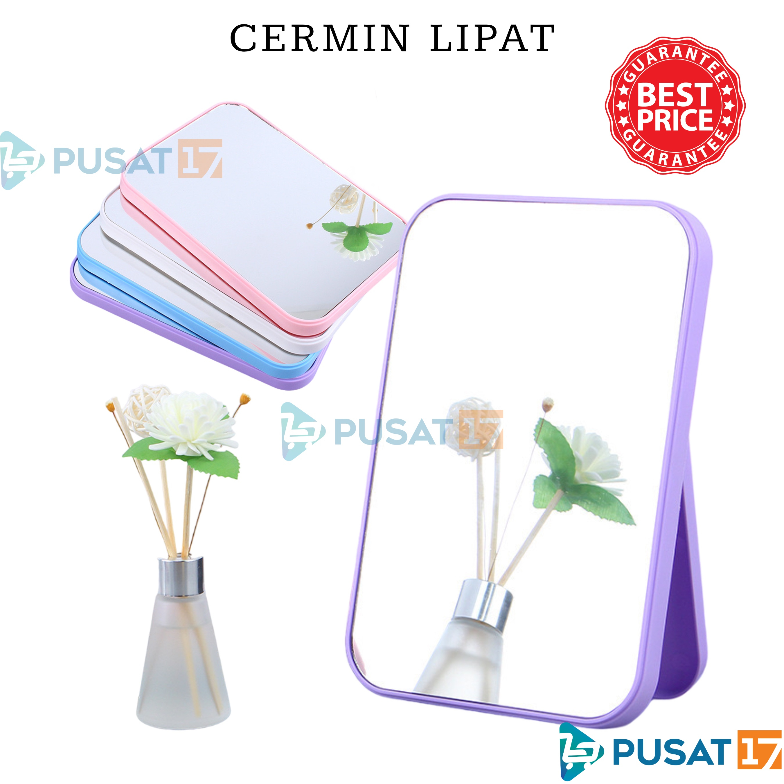Jual PUSAT17 CERMIN LIPAT PORTABLE PERSEGI / CERMIN KACA RIAS MAKE UP ...