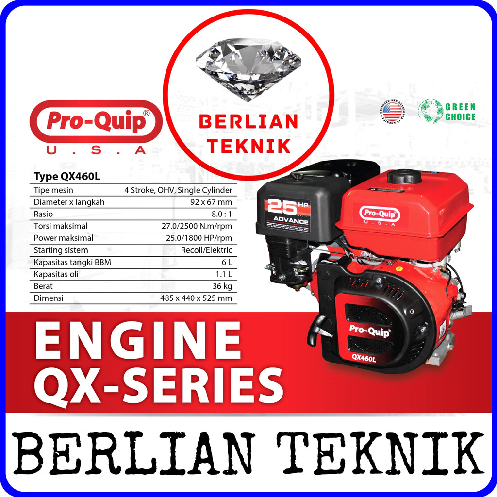 Jual Mesin Penggerak Bensin Engine Gasoline Proquip QX 390 / 16 HP ...