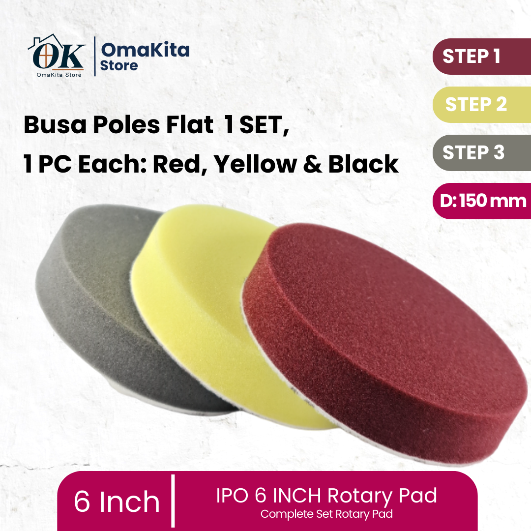 Jual IPO 6 inch Rotary Pad 3 Warna Kompon Kasar Halus Wax Busa Poles ...