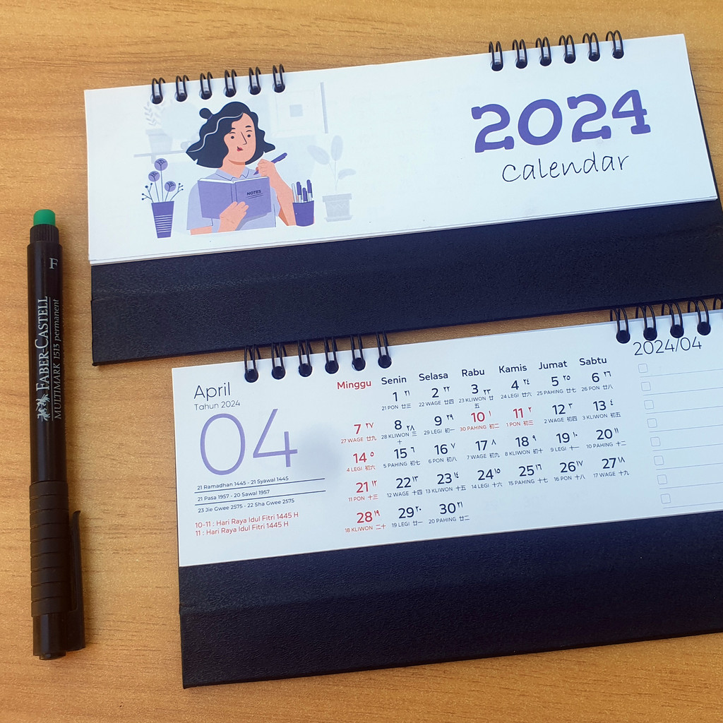 Jual Kalender Meja 2024 mini, kalender horizontal, kalender catatan ...