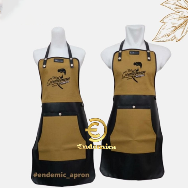 Jual apron barista celemek barbershop celemek koki masak kombinasi ...