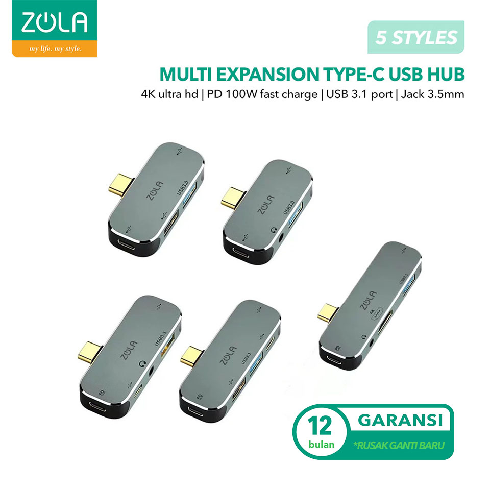 Jual Zola Usb Hub Type C To Usb 3.1/3.0/2.0/Jack 3,5mm/HD4K/PD 100W/PC/Mac | Shopee Indonesia