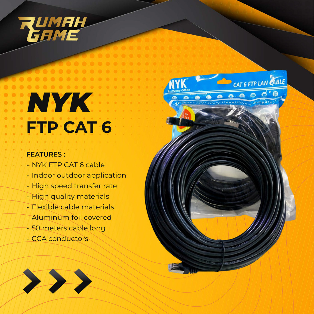 Jual kabel LAN Outdoor FTP 50m 50 meter CAT6 CAT 6 NYK | Shopee Indonesia