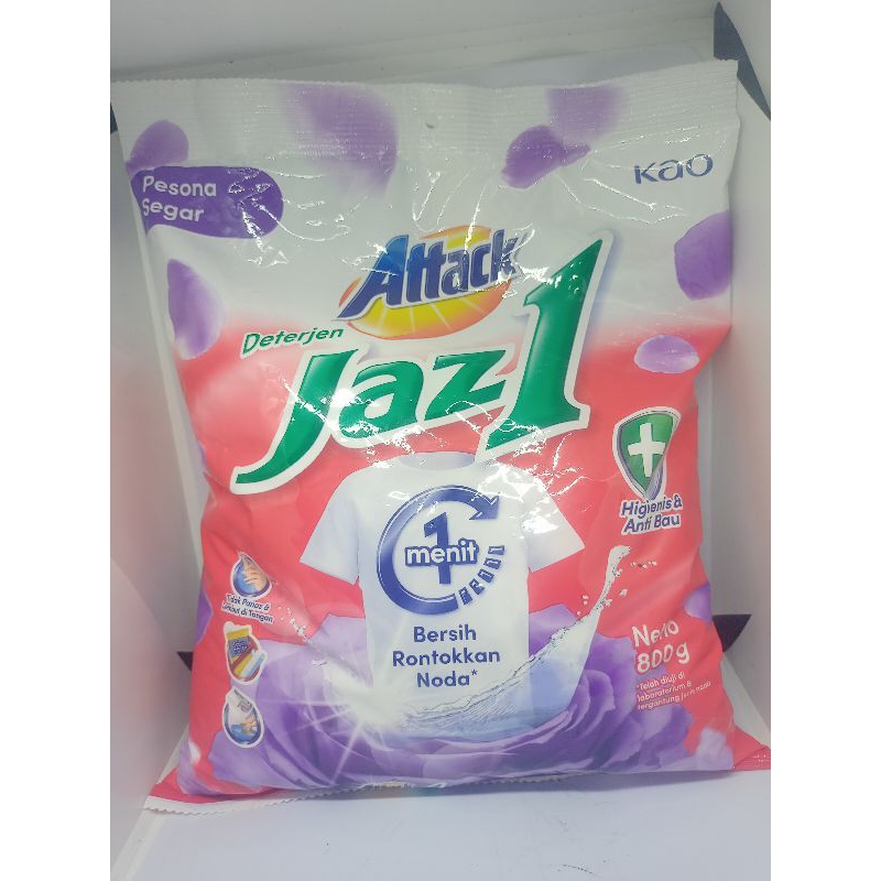 Jual Attack Jaz 1 Pesona Segar | Deterjen Bubuk 800 gr kemasan ungu | Shopee Indonesia