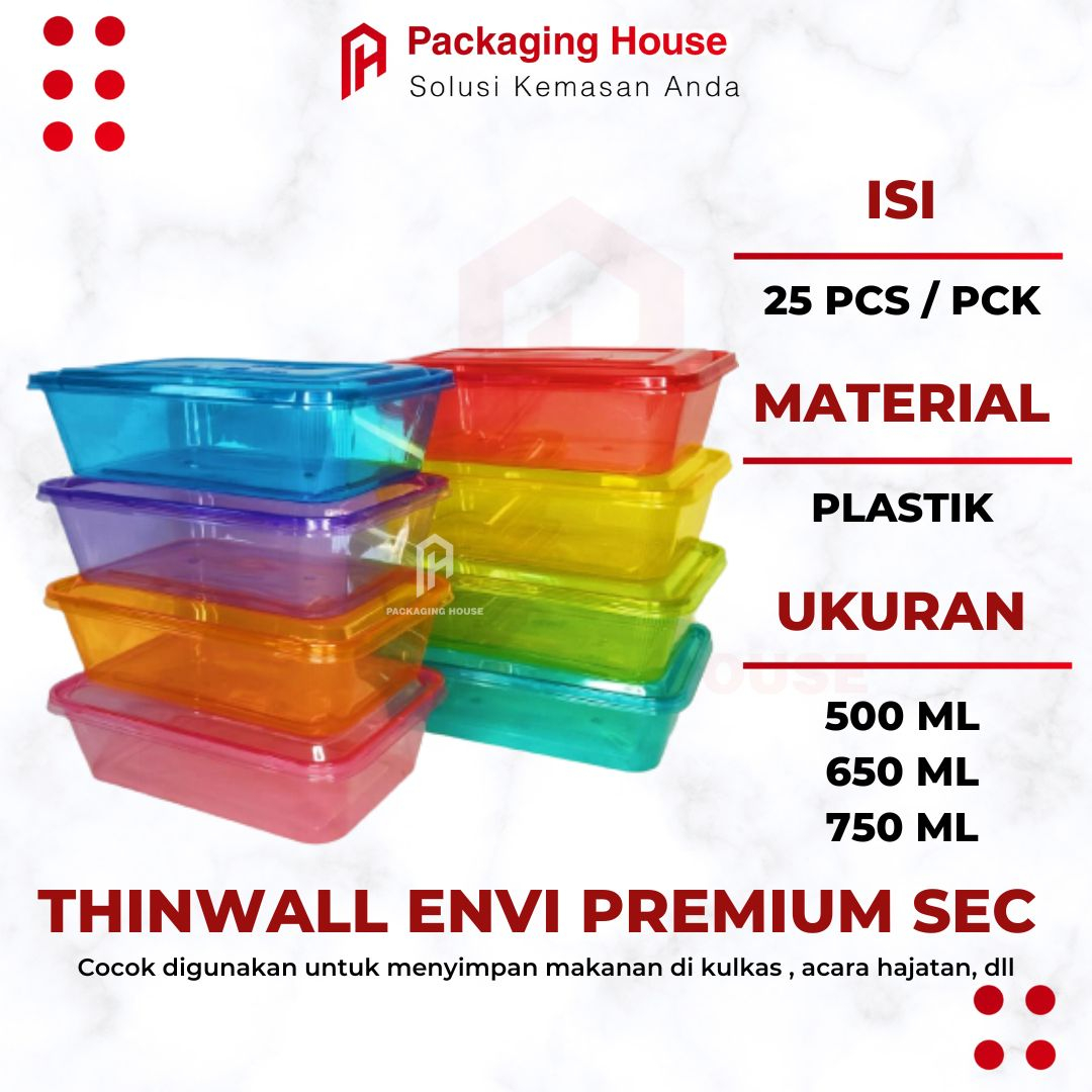 Jual [25 pcs] Thinwall Envi Full Colours Body + Lid 500 ml, 650 ml, 750 ...