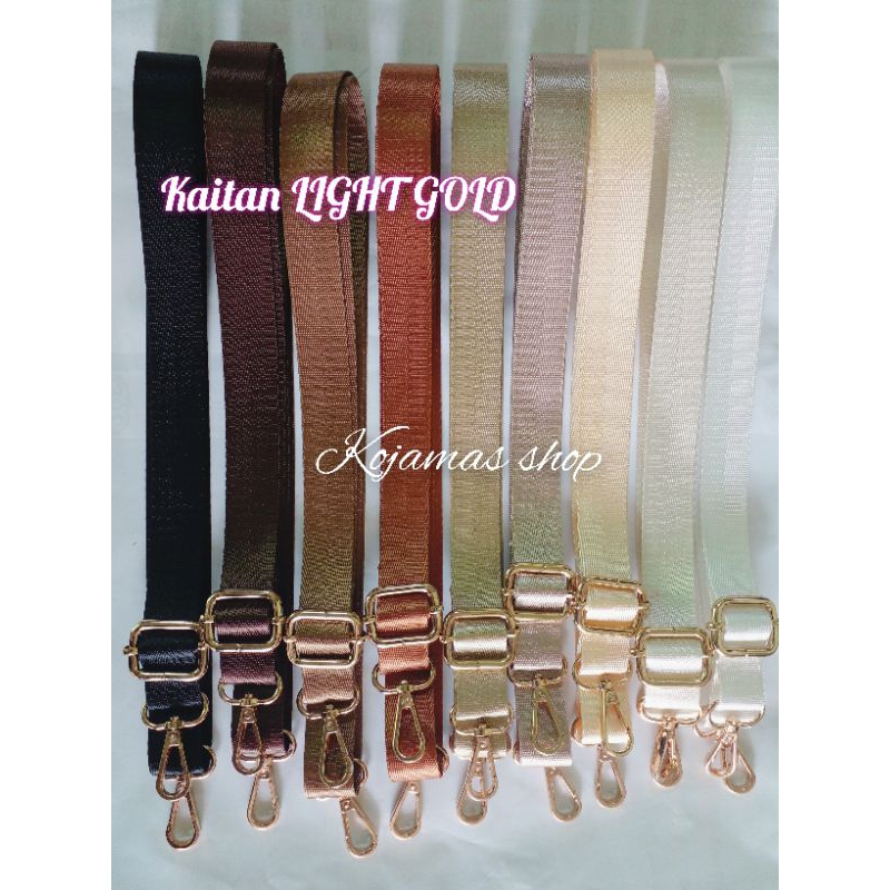 Jual tali tas selempang 2,5 cm nylon glossy kait LIGHT GOLD, BLACK ...