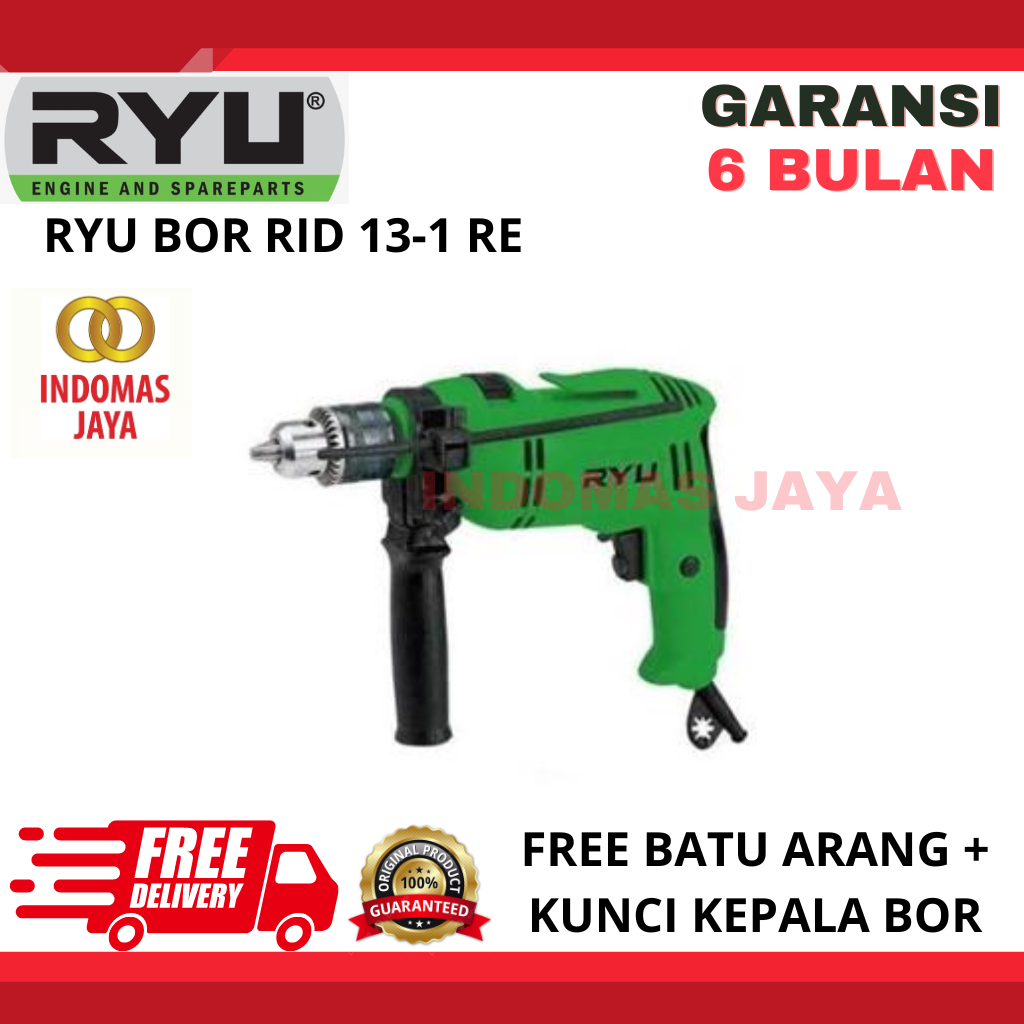 Jual Mesin Bor Beton / Impact Drill 13 mm RYU RID 13-1 RE Variable ...