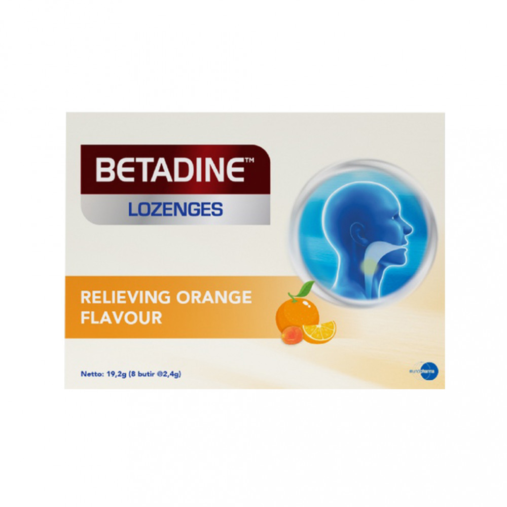 Jual BETADINE Lozenges Relieving Orange 8 Butir | Tablet Hisap ...