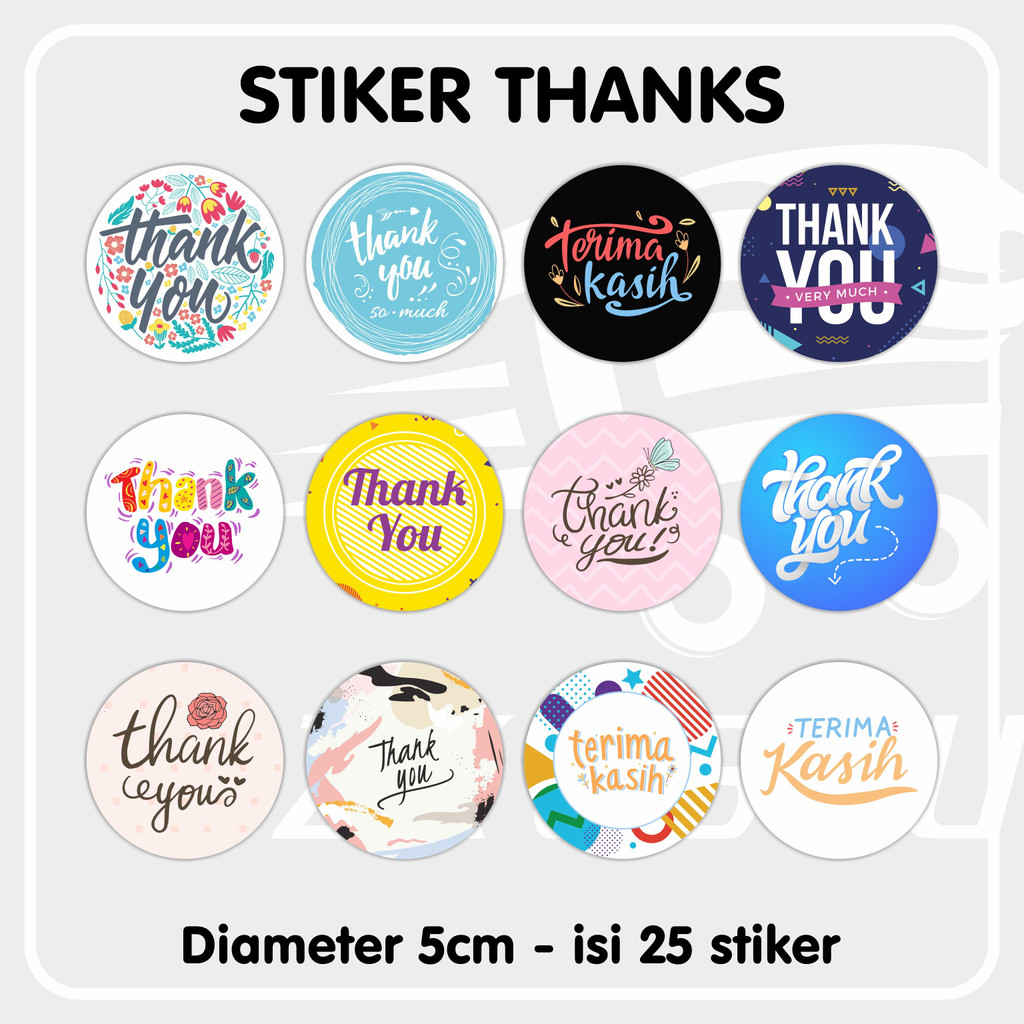 Jual Stiker Thanks - Sticker thanks - Stiker Terimakasih | Shopee Indonesia