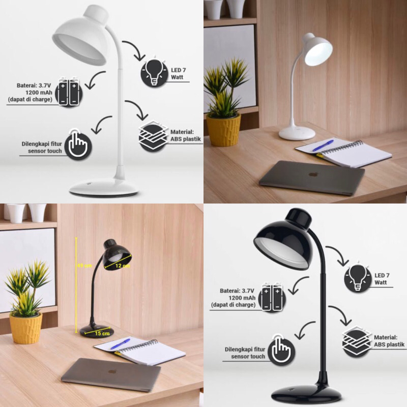 Jual APA LAMPU MEJA LED 7W RECHARGEABLE/ ACE LAMPU BELAJAR/ LAMPU BACA ...