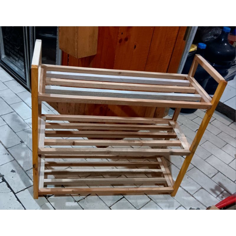 Jual rak sepatu kayu rakitan multifungsi 65x25x70 | Shopee Indonesia