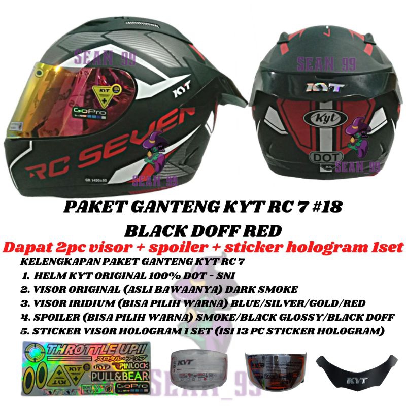 Jual HELM KYT RC7 | RC SEVEN #18 BLACK DOFF RED FULL FACE ORIGINAL SNI ...