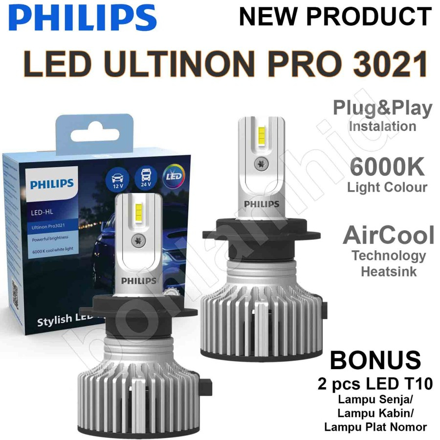 Jual Lampu LED Mobil H4 Hi/Lo PHILIPS ULTINON PRO3021 (Putih) Bohlam Pro 3021 | Shopee Indonesia