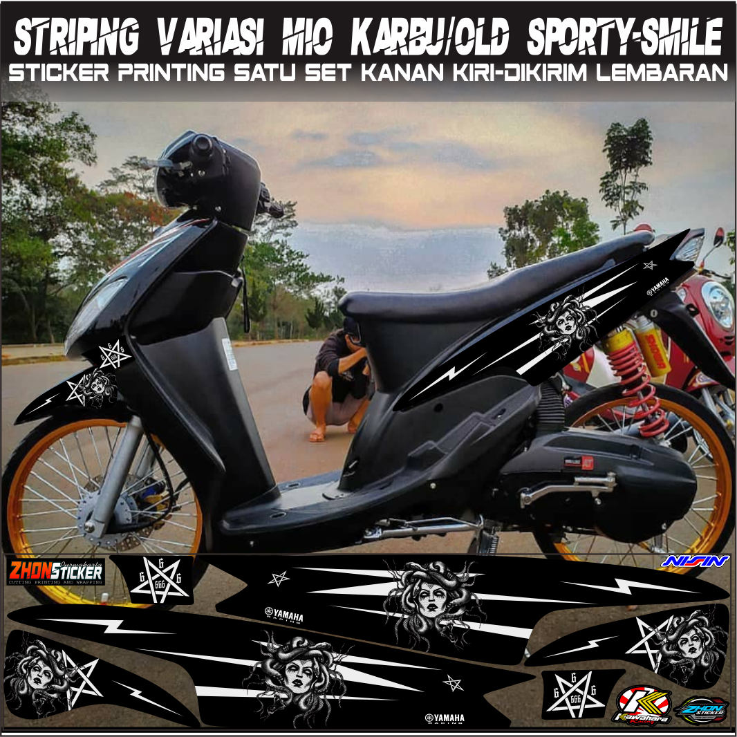 Jual striping variasi yamaha mio sporty-smile mio karbu/old sticker medosa polet bodi motor ...