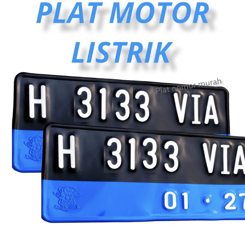 Jual plat nomor motor listrik biru hitam | Shopee Indonesia