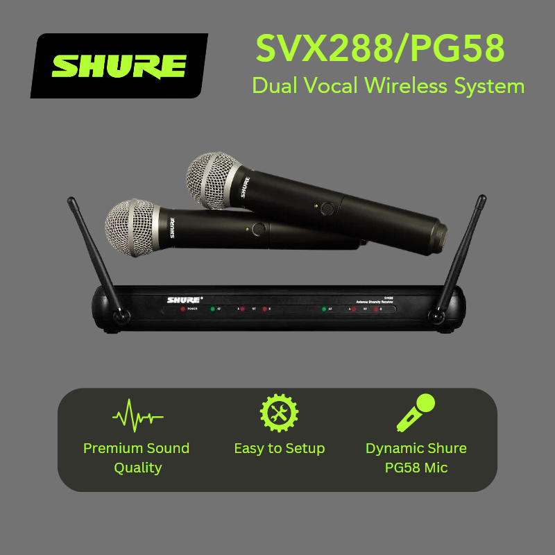 Jual SHURE SVX288/PG58 SVX288 PG58 SVX 288 PG 58 DUAL CHANNEL WIRELESS ...