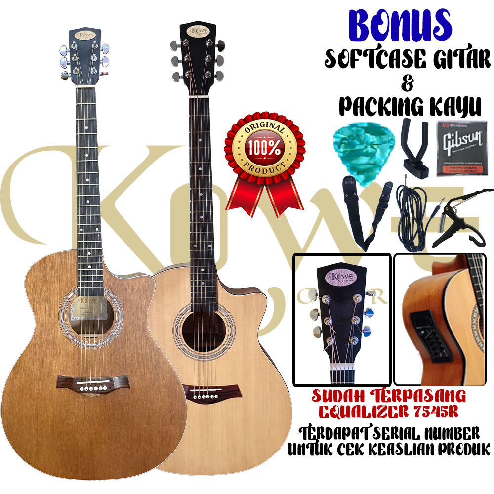 Jual Gitar Akustik Elektrik Original Merk KOWE Free Packing Kayu Garansi 100% | Shopee Indonesia