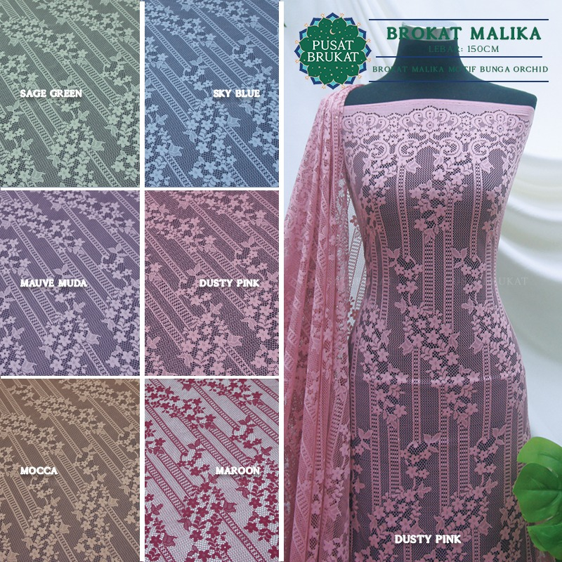 Jual KAIN KEBAYA BROKAT MALIKA / LACE BRUKAT SALUR MOTIF ORCHID LEBAR ...