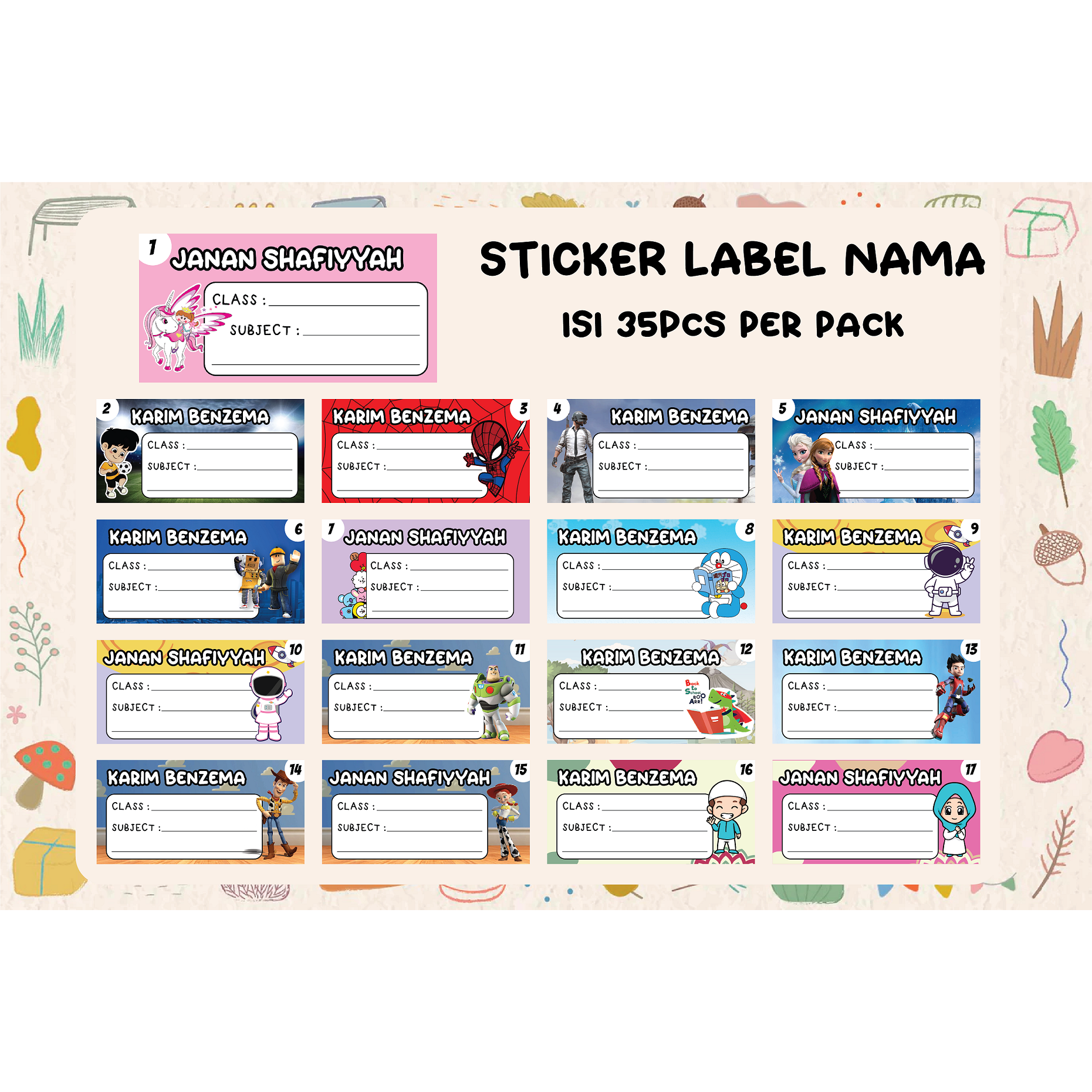 Jual STICKER LABEL NAMA | Shopee Indonesia