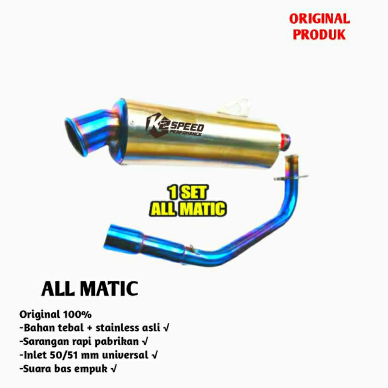 Jual Knalpot racing matic ngebas adem ori k2 speed inlet 50/51mm ...