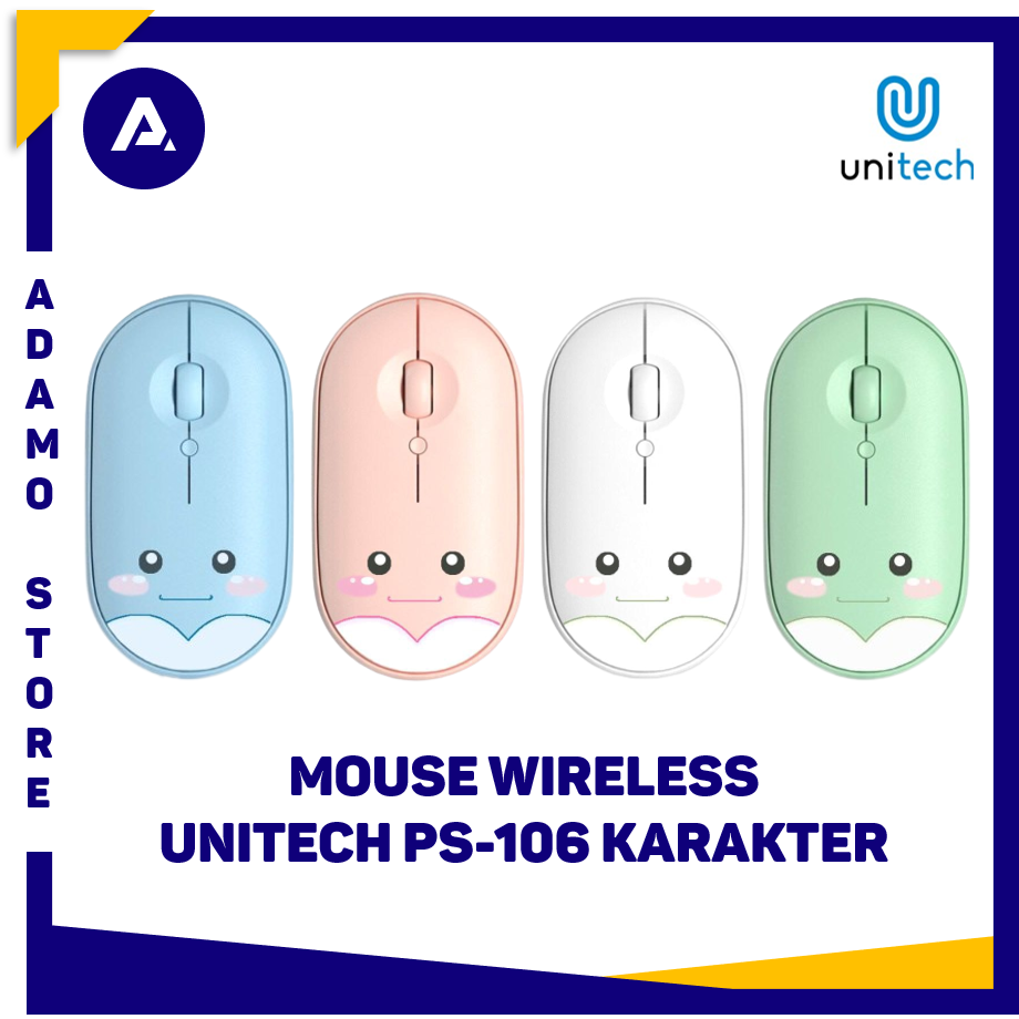 Jual Mouse Wireless Unitech Karakter PS106 Slim Silent Click 2.4Ghz ...