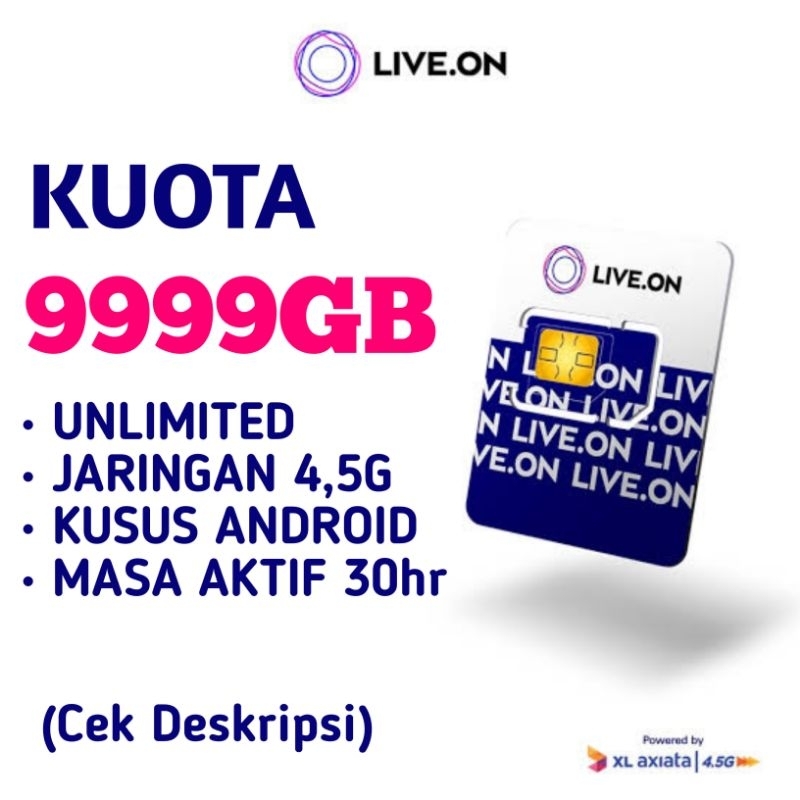 Jual BIKIN KUOTA PERDANA LIVE ON 9999GB UNLIMITED MASA AKTIF 30hari ...