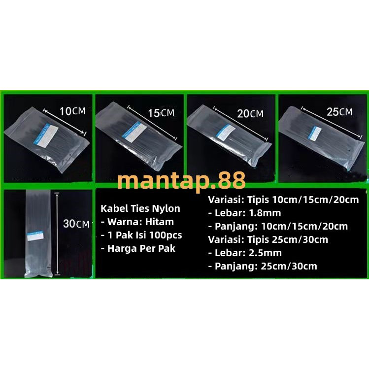 Jual kabel ties/kabel tis tipis hitam/putih 10cm,15cm,20cm,25cm,30cm ...