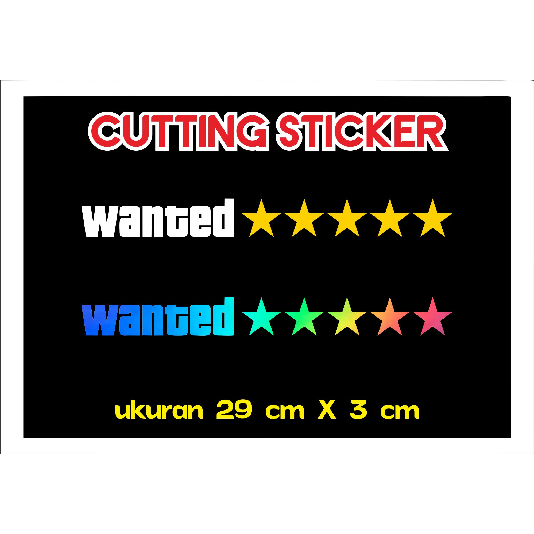 Jual Stiker WANTED GTA Bintang 5 Cutting Sticker Motor Mobil Helm ...