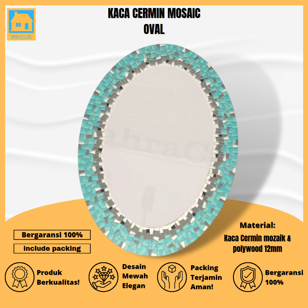 Jual Kaca Cermin Oval Mozaik / Ukuran 60cm x 80cm / Cermin Kaca Hias ...
