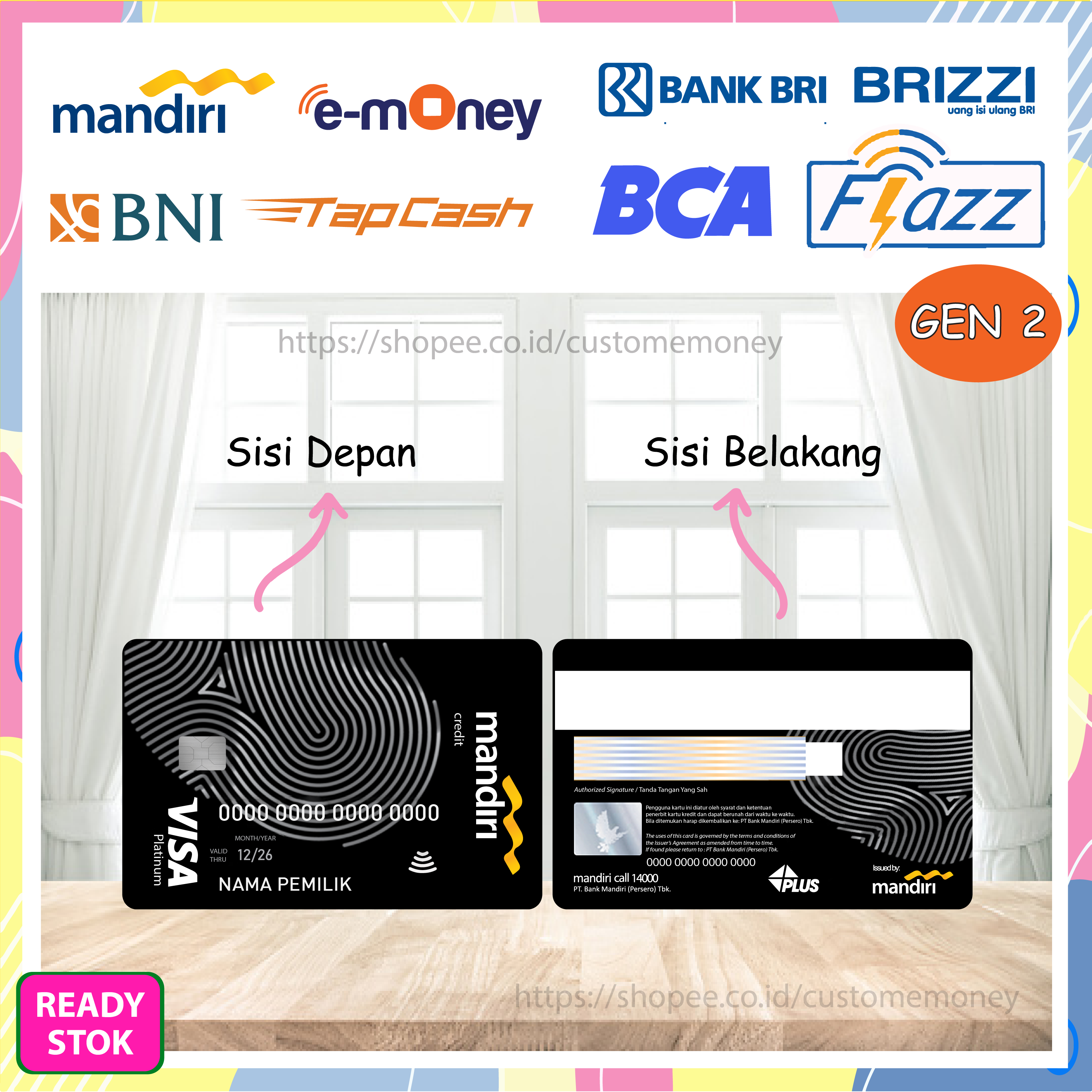 Jual KARTU EMONEY DESIGN KARTU MANDIRI CREDIT VISA PLATINUM SIDIK JARI ...
