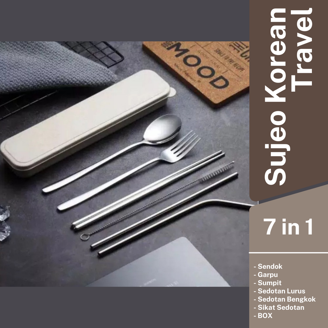 Jual 7in1 Paket Sendok Korea Tebal / Sujeo Korean Travel Stainless ...
