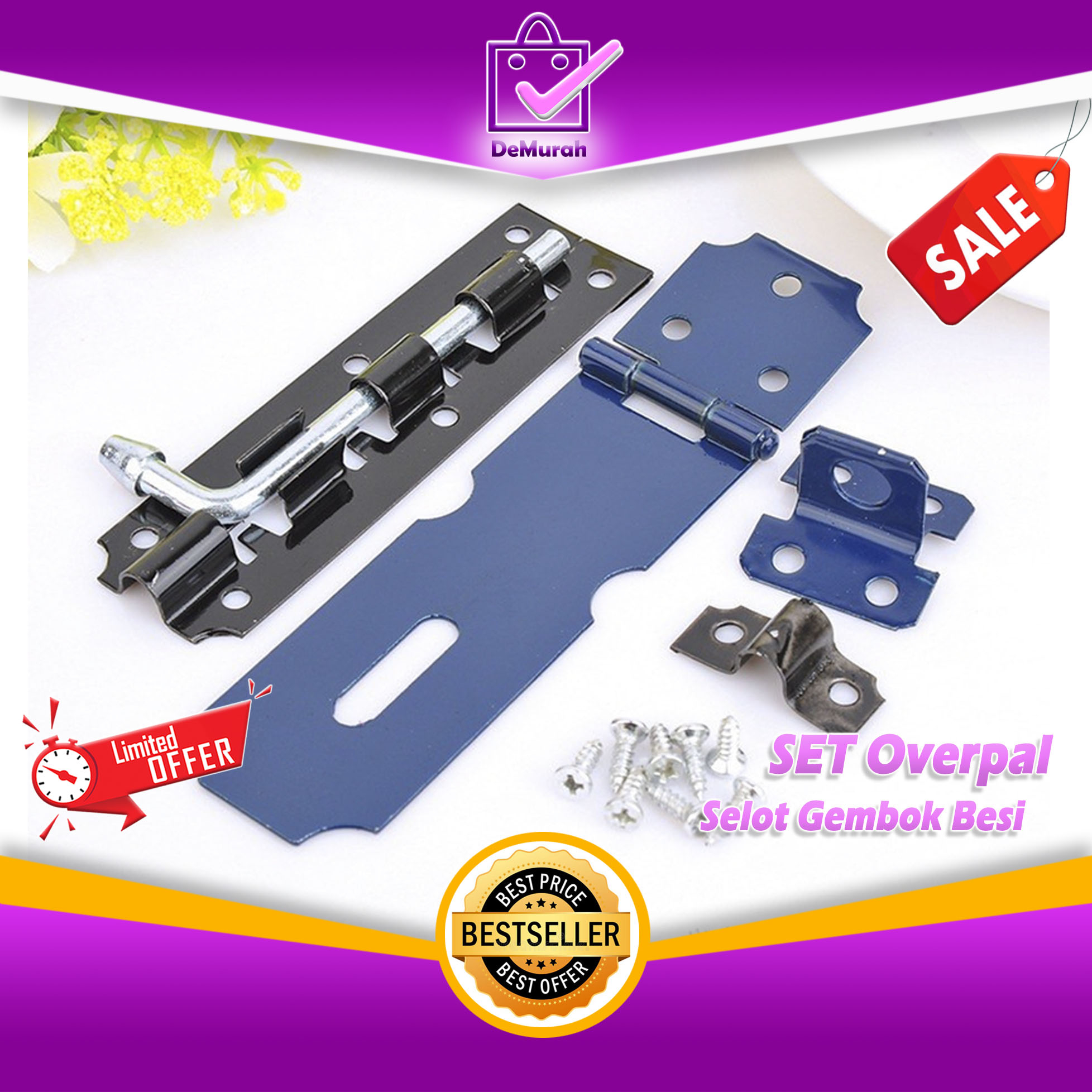 Jual SET Overpal Selot Gembok Besi Lock Latch 2 in 1 Kunci Slot Pintu ...