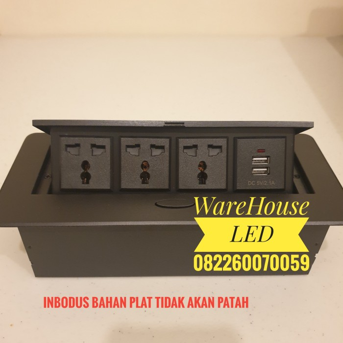 Jual Stop Kontak Meja Flip Up Stopkontak Table Socket BLACK HITAM ...