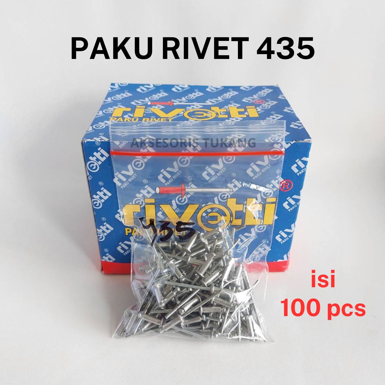 Jual Paku Rivet 435 Isi 100 Pcs Ukuran 3,2mm x 9,5mm | Shopee Indonesia