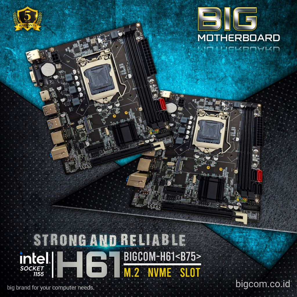 Jual BIGCOM MOTHERBOARD H61 Socket LGA 1155 Chipset B75 | Shopee Indonesia