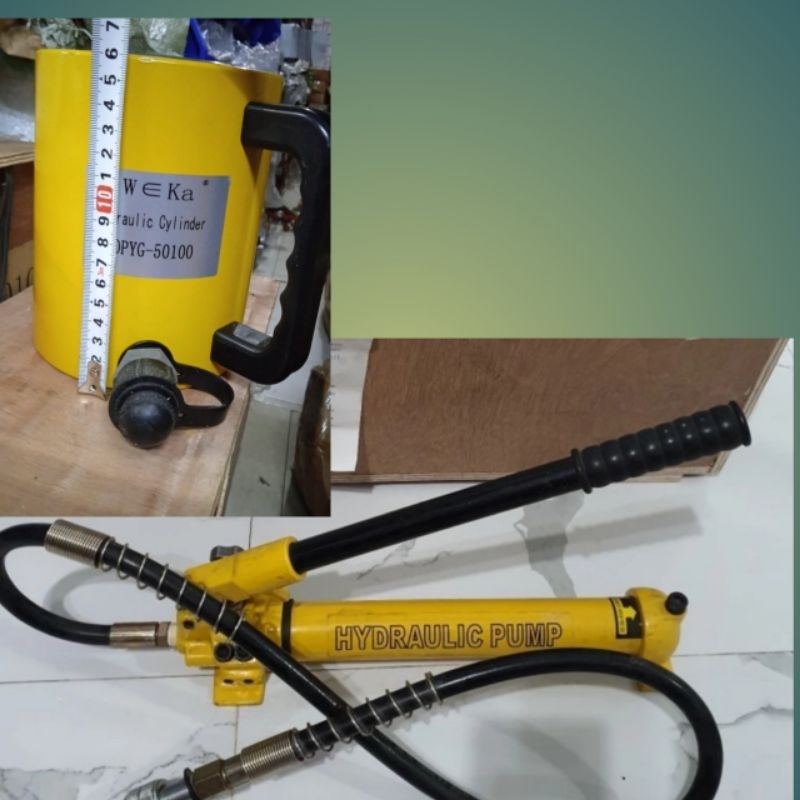 Jual Hydraulic cylinder 100 ton plus hand pump OPB 700A | Shopee Indonesia