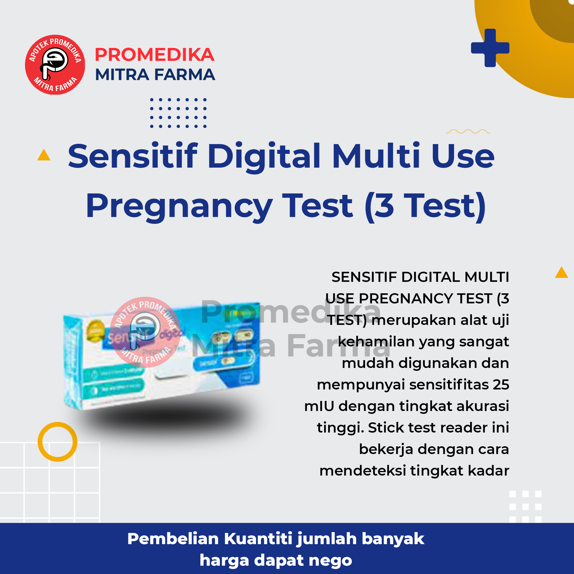Jual Sensitif Digital Multi Use Pregnancy Test (3 Test) / Strip / Strip ...