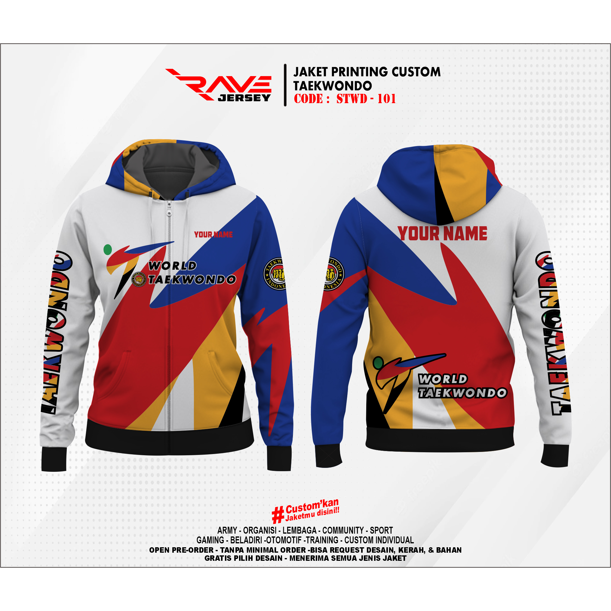 Jual JAKET BELADIRI TAEKWONDO SESI 1 FULL PRINTING SUBLIM CUSTOM ...