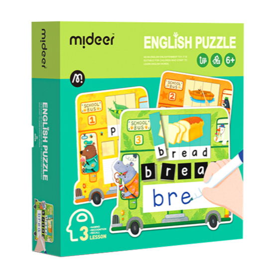 Jual Mideer English Puzzle Words School BUS Mainan Montessori Edukasi ...