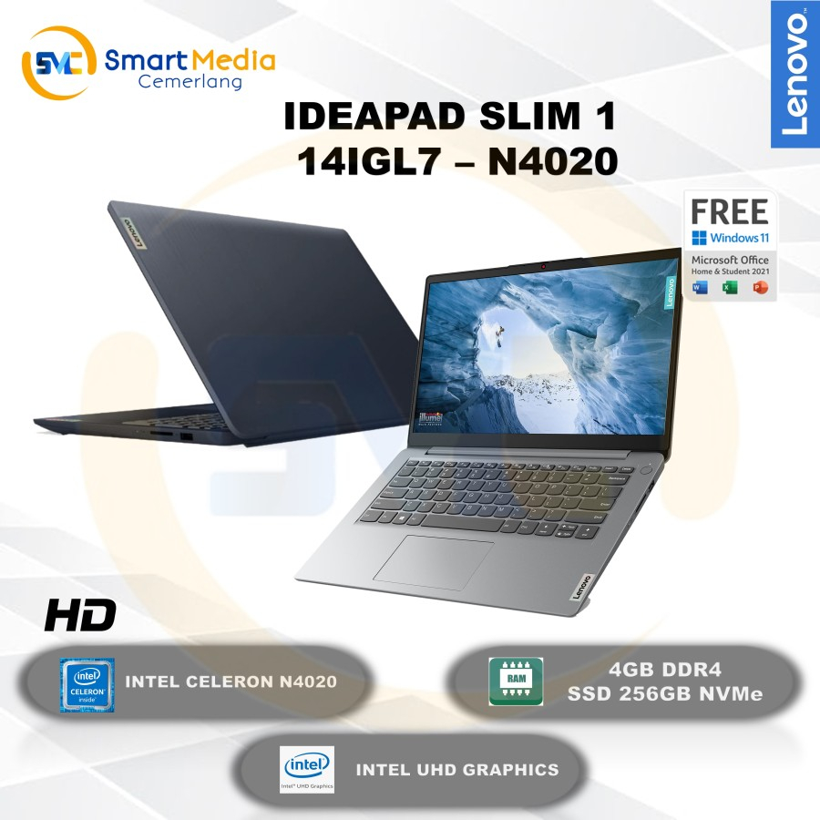 Jual LENOVO Ideapad Slim 1 - Intel N4020 - 8GB - 256GB - Intel Uhd ...