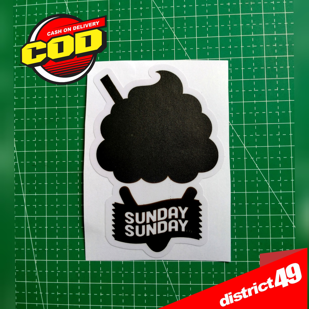 Jual Stiker Print Cut Brand Distro SUNDAY SUNDAY LOGO Laminasi Glossy ...
