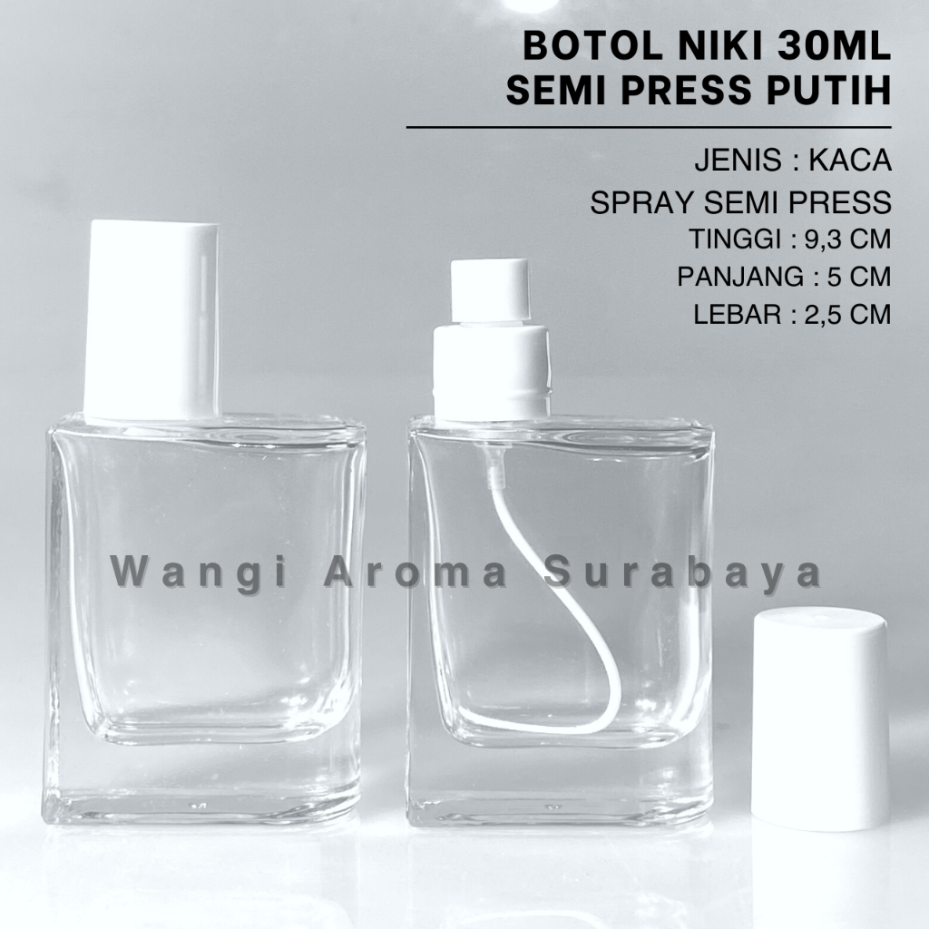 Jual Botol Niki 30ML Spray Semi Press Putih - Botol Parfum Niki Semi ...