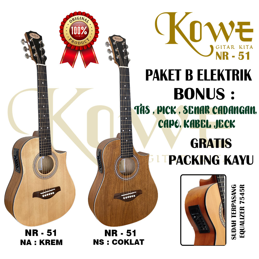 Jual Gitar Akustik KOWE GITAR Ukuran 3/4 Seri NR 51 NS Original Packing ...