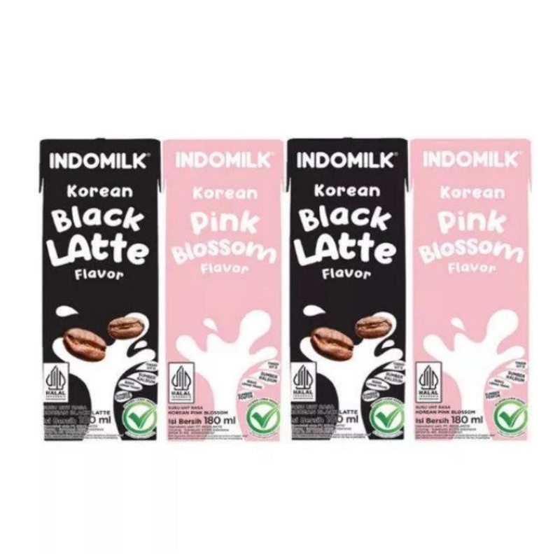 Jual korean pink blossom /black latte susu uht 180 ml | Shopee Indonesia