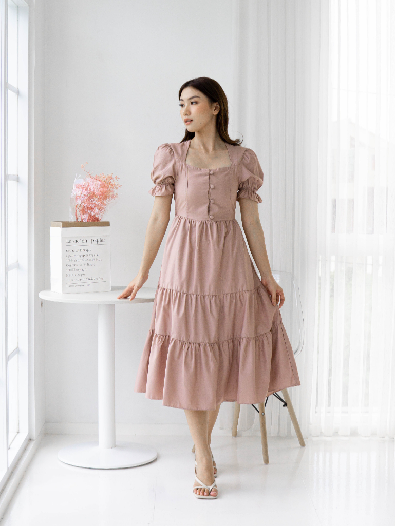 Jual CLARINI - Dress Midi Wanita - Anette Dress | Shopee Indonesia