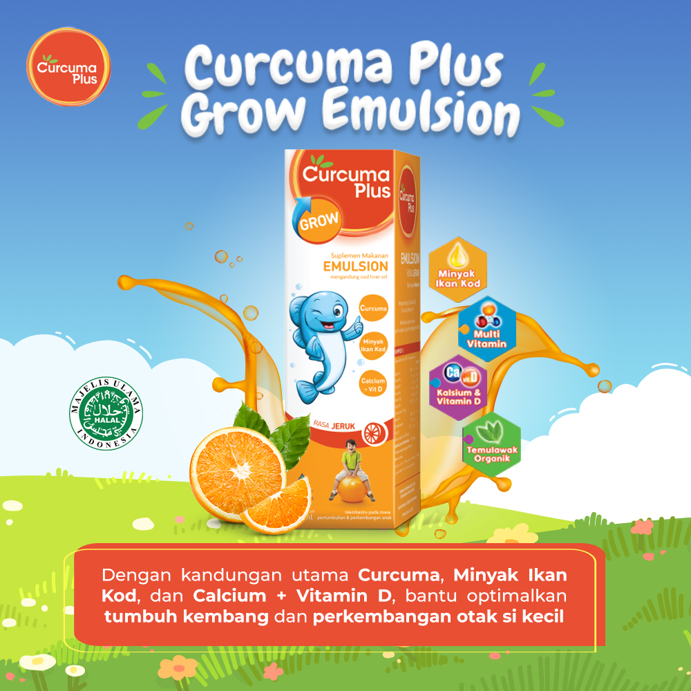 Jual Curcuma Plus Grow Emulsion Suplemen Makanan Rasa Jeruk 400ml ...